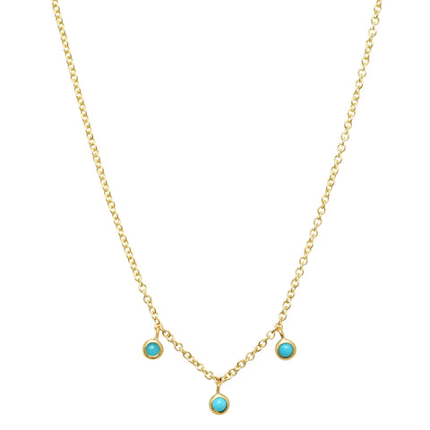 Jennifer Meyer 3 Turquoise Mini Bezel Dangle Necklace Fine Jewelry