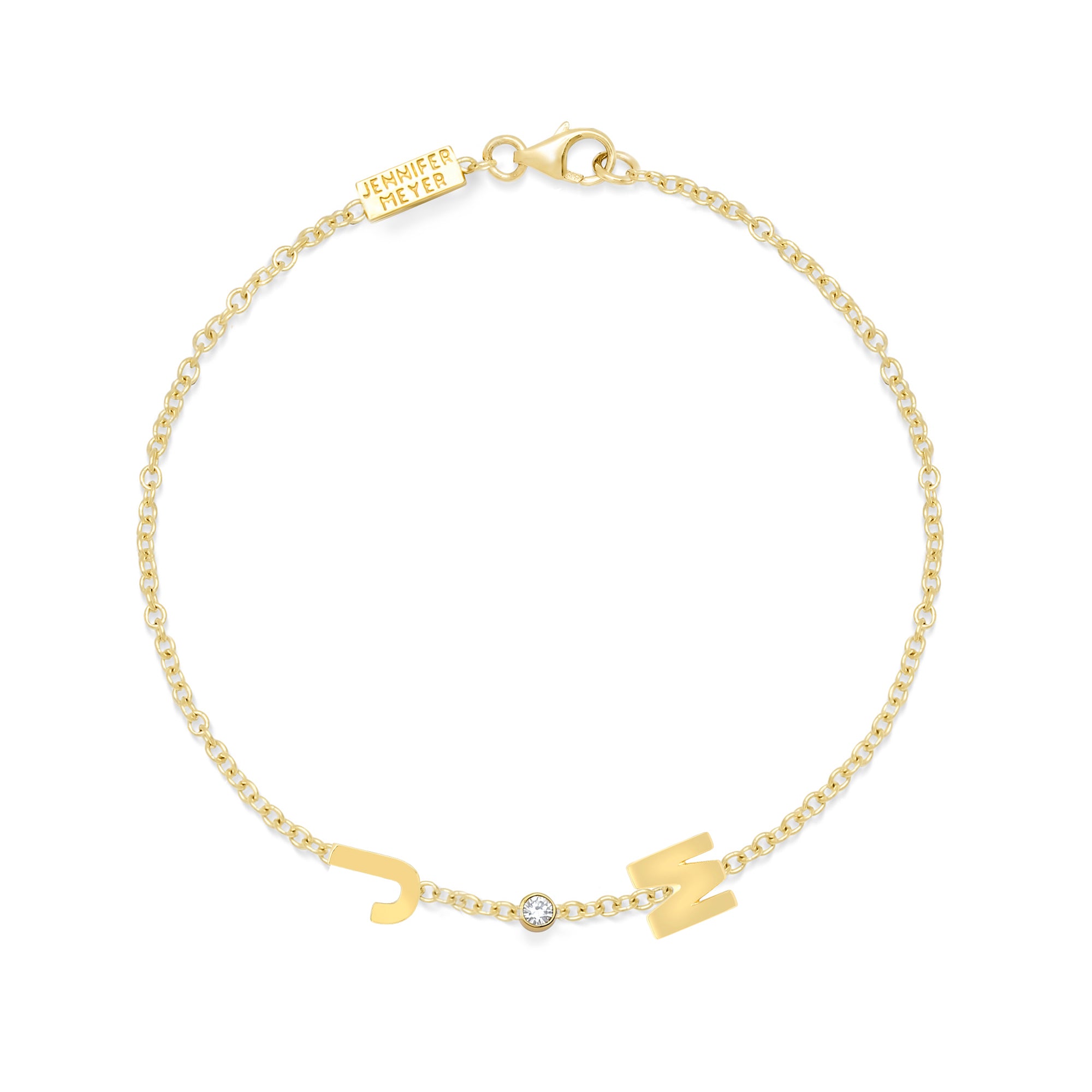 Custom Mini Letter Bracelet with Diamond Bezel Accent for Women ...