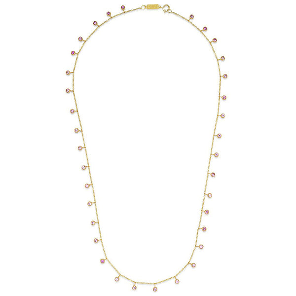 Mini Pink Sapphire Bezel Dangle By-The-Inch Necklace for Women ...